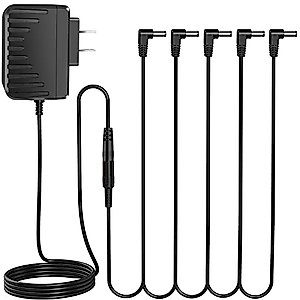 for Casio Keyboard Donner Roland Boss Electronic Guitar Multi-Effect Pedal 9V 1500mA Power Adapter Supply Tip Negative with 5 Way Daisy Chain Cables
