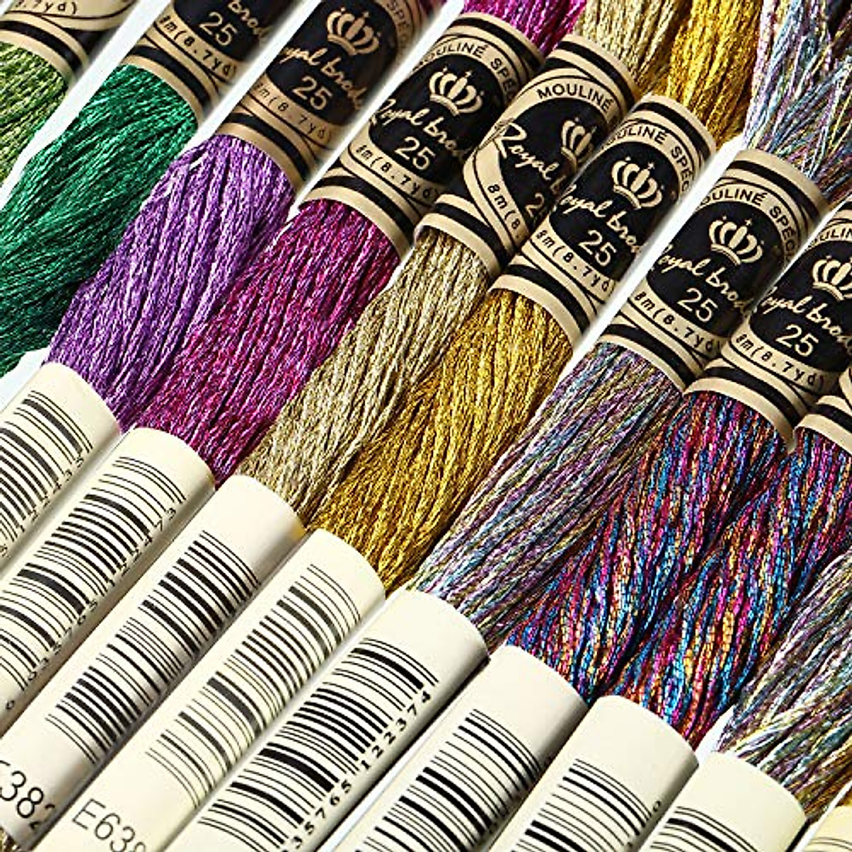 24 Pieces Metallic Embroidery Floss Multicolor Embroidery Skein Threads Glitter Embroidery Thread Cross Stitch Polyester Thread for Friendship Bracelets DIY Embroidery Thread Crafts