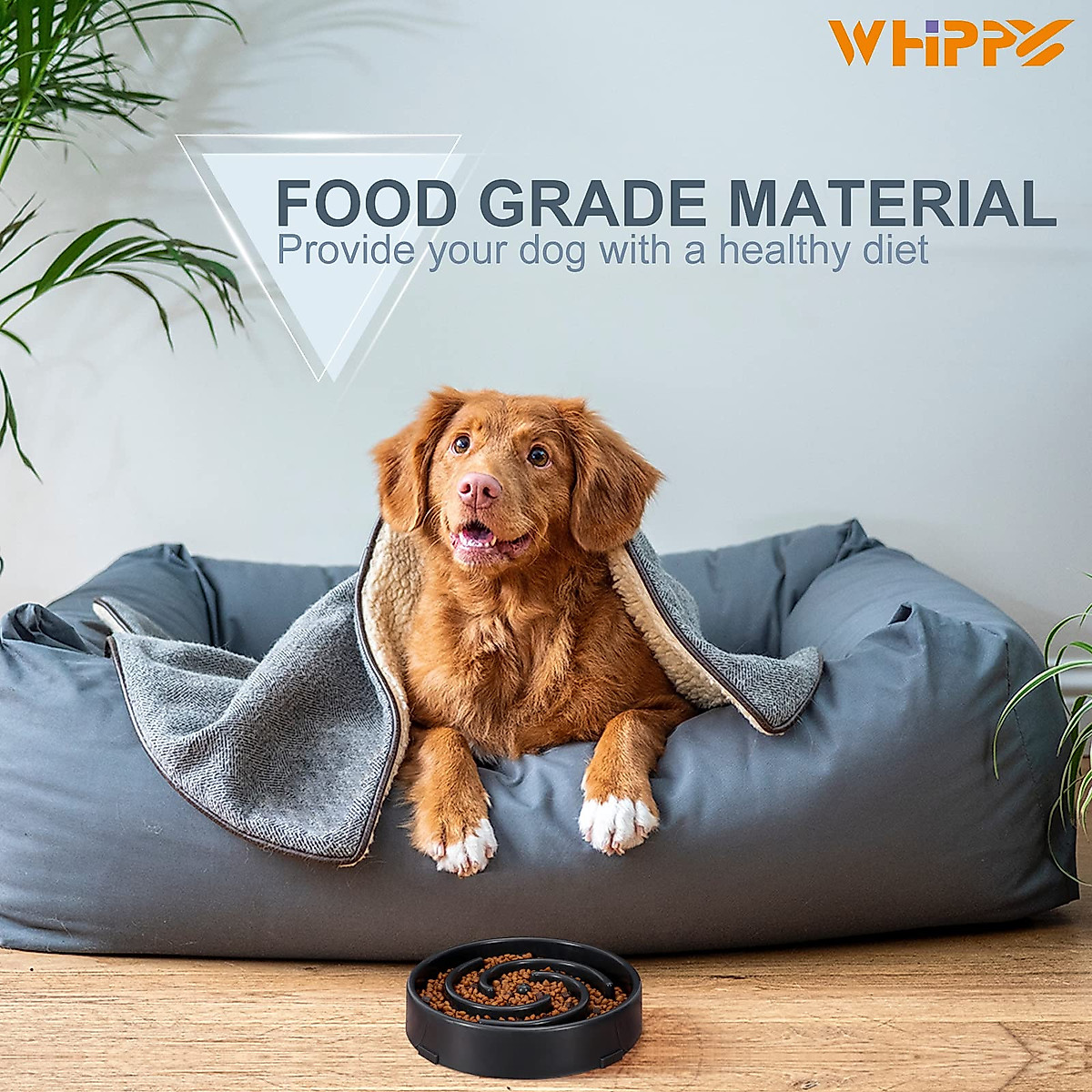 WHIPPY Slow Feeder Bowl for Small Medium Dog Fun Maze Feeder Dog Food Water Bowl Anti-Slip Puzzle Bowl No Chocking Healthy Interactive Bloat Stop Dog Bowl Dish,Medium,Black