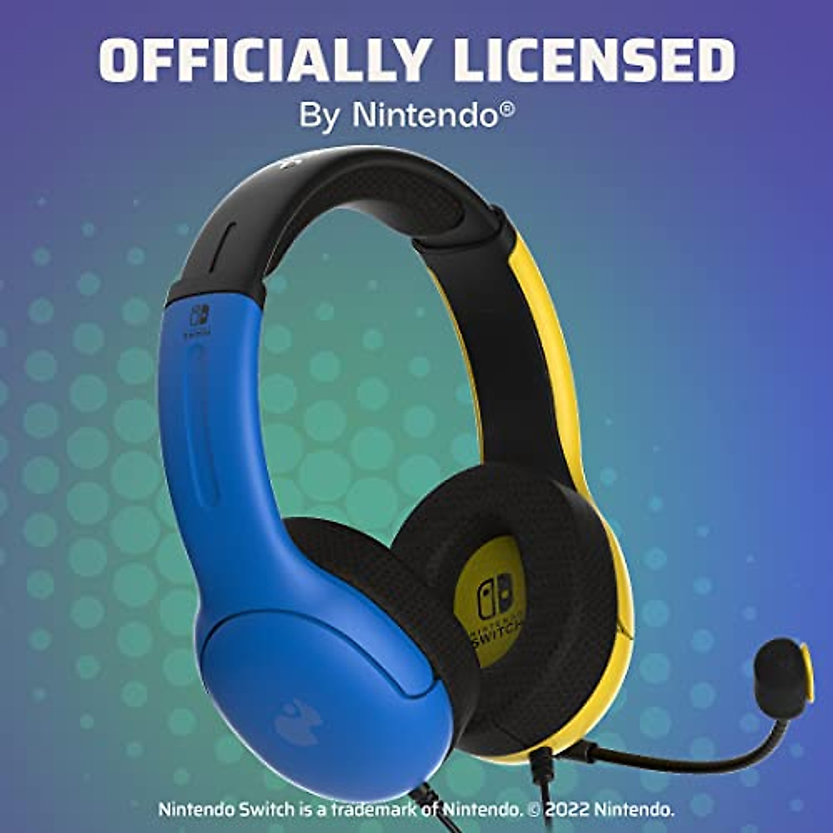 PDP Gaming LVL40 Stereo Headset with Mic for Nintendo Switch - PC, iPad, Mac, Laptop Compatible - Noise Cancelling Microphone, Lightweight, Soft Comfort On Ear Headphones, 3.5mm jack - Yellow & Blue