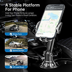 TOPGO Cup Phone Holder for Car, [No Shaking & Stable & Adjustable Pole] Car Cup Holder Phone Mount, Cell Phone Cradle for iPhone 14 and More Smart Phone - Black