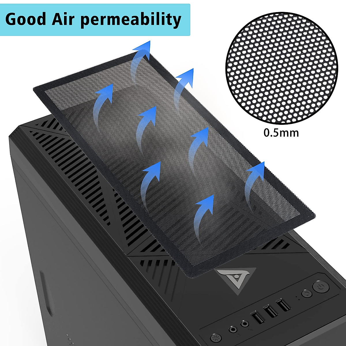 280mm x 140mm Computer Case Fan Dust Filter PC Mesh Filter Cover Grills with Magnetic Frame, Black Color (2 Pcs)