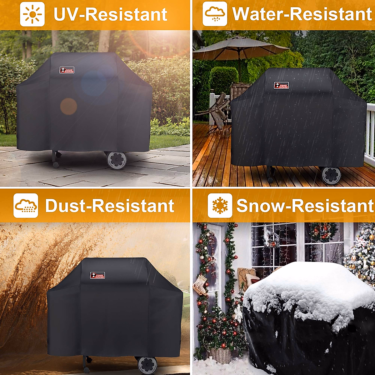 Kingkong 7573/7106 Cover for Weber Spirit 200, 300 Series and Genesis Silver Gas Grill Brush, Black