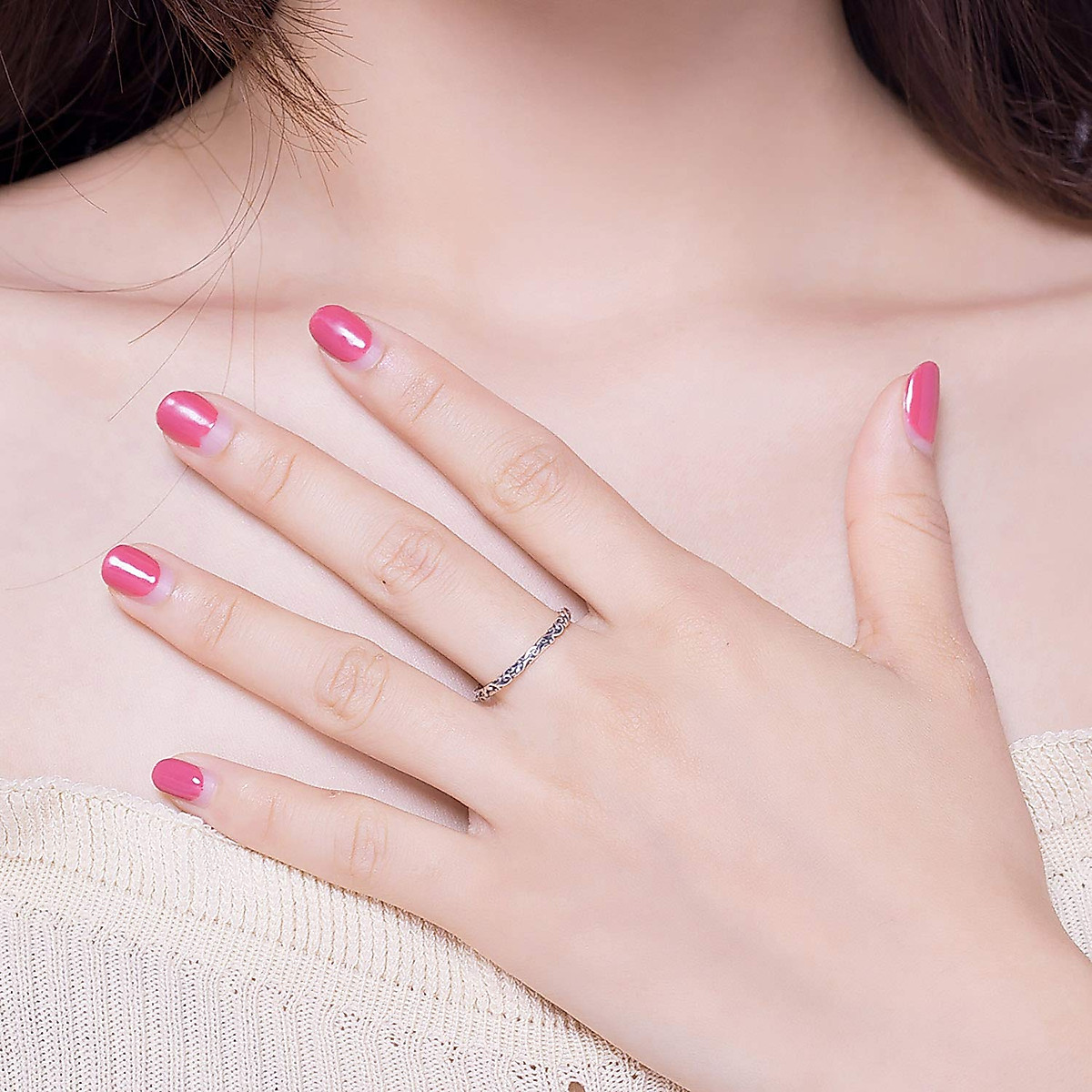 Lorrifal 925 Sterling Silver Handmade Fashion Retro Women's Plain Thin Ring Promise Love for Her | 2mm Width Comfort Fit Multi Size 7