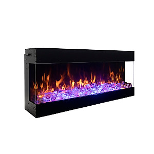 Amantii TRV-75-BESPOKE Tru View Bespoke - 75" Indoor/Outdoor 3 Sided Electric Fireplace, WiFi, Bluetooth, Speaker, and a Selection of Media Options