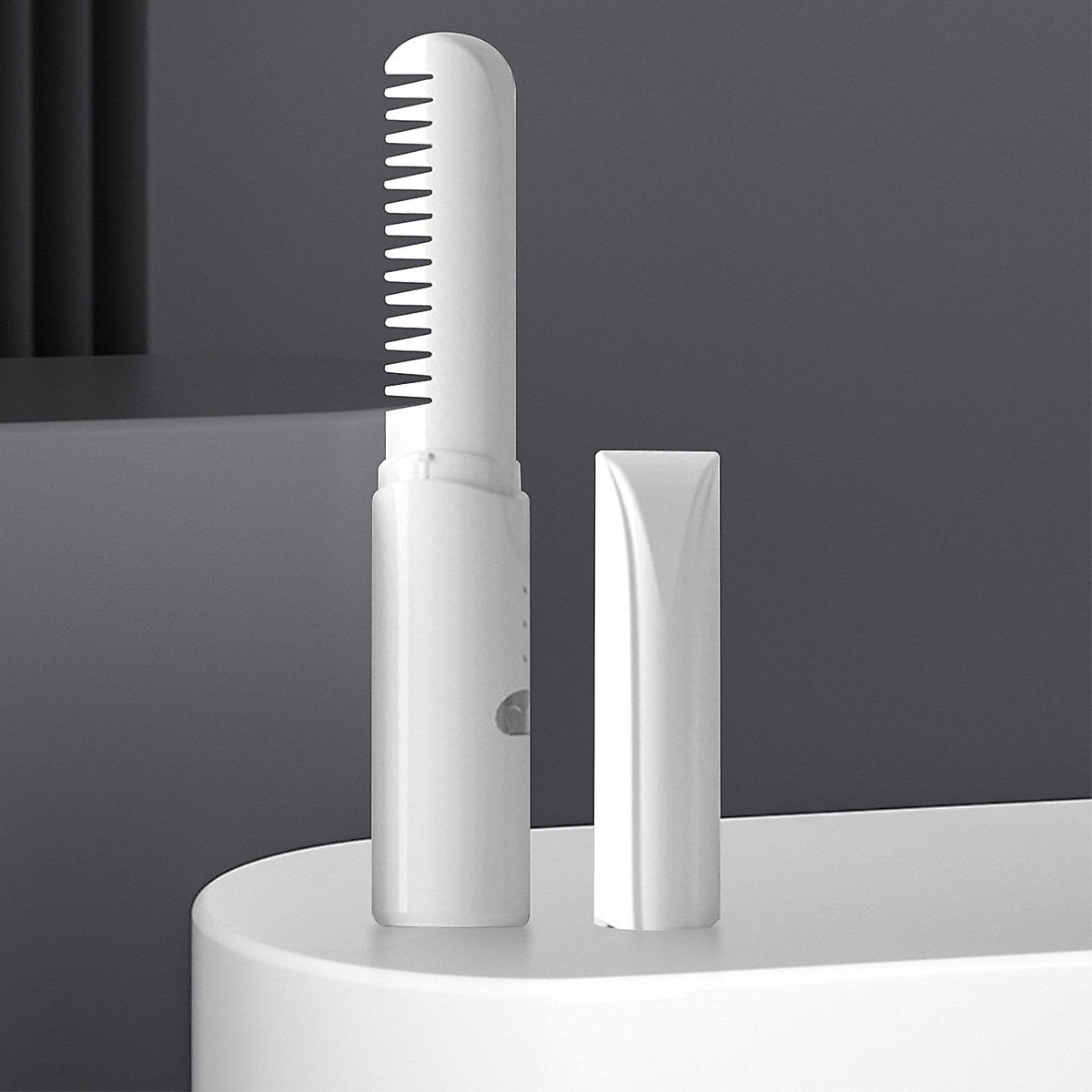 Hair Straightener Hair Curling Comb Portable Cordless Curling Iron Mini Professional for Home Curling Dry Hair Straightening, White