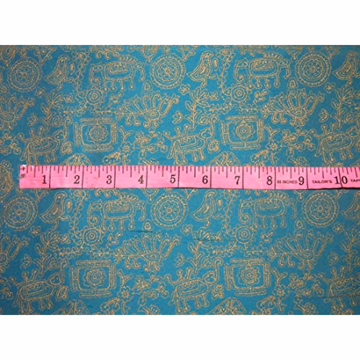 100% Silk Dupion Fabric Blue with Gold Print 40" 27mm DupPr40[1]