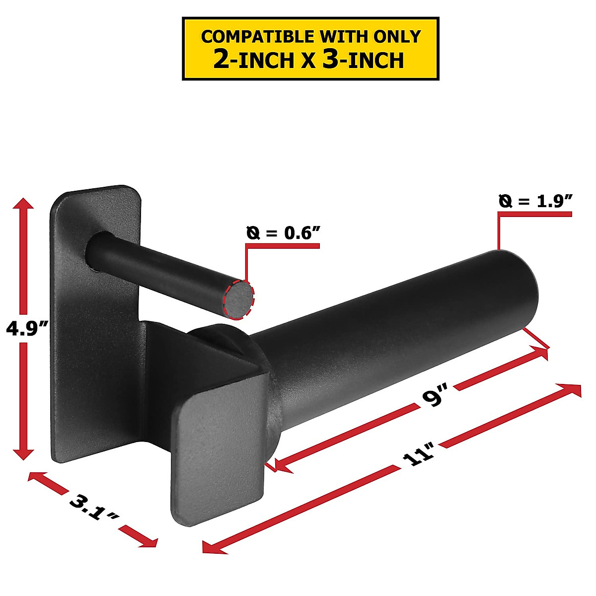 A2ZCARE Weight Plate Holder - Attachment Power Cage Rack for Power Rack - Weight Plates Storage Fit 2-inch Olympic Weight Plates (Weight Plate Holder for Rack 3x2 (inch) - Pair)