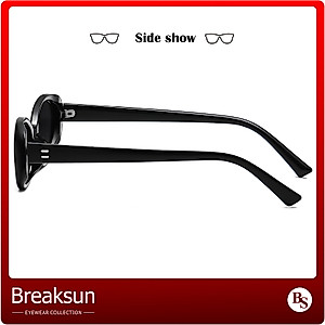 Breaksun Retro Oval Sunglasses for Women Men Fashion Small Oval Sunglasses 90s Vintage Shades (Black/Grey+ Leopard/G15)