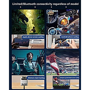 4k Projector HD 1200ANSI Portable Projector, 3D Projector All-in-one Lift, 300-inch Giant Screen Projector, Indoor and Outdoor use is Very Convenient (Space Gray)