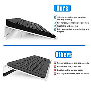 Richboom Clear Acrylic Tilted Computer Keyboard Holder for Easy Ergonomic Typing, Upgraded Version, Keyboard Stand with Silicone Anti-Slip Case for Office Desk, Home, School, Clear