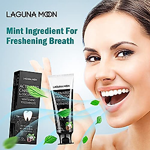 Whitening Charcoal Toothpaste for Sensitive Teeth, Enamel Repair and Cavity Protection - 100% Natural Toothpaste for Whitening Teeth, Removing Stains, Mint Flavor Freshen Breath Mint Gel - No Peroxide