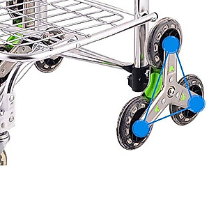 YGCBL Multifunction Portable Hand Trucks,Trolleyshopping Trolley Foldable Dual Use Aluminum Alloy Climbing Shopping Cart 8 Rounds Crystal Wheel, Load 35 Kg, 2 Styles,Blue-B