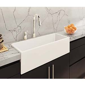 Moccoa 33" Venezia Fireclay Kitchen Sink, Reversible Single Bowl Farmhouse Sink White