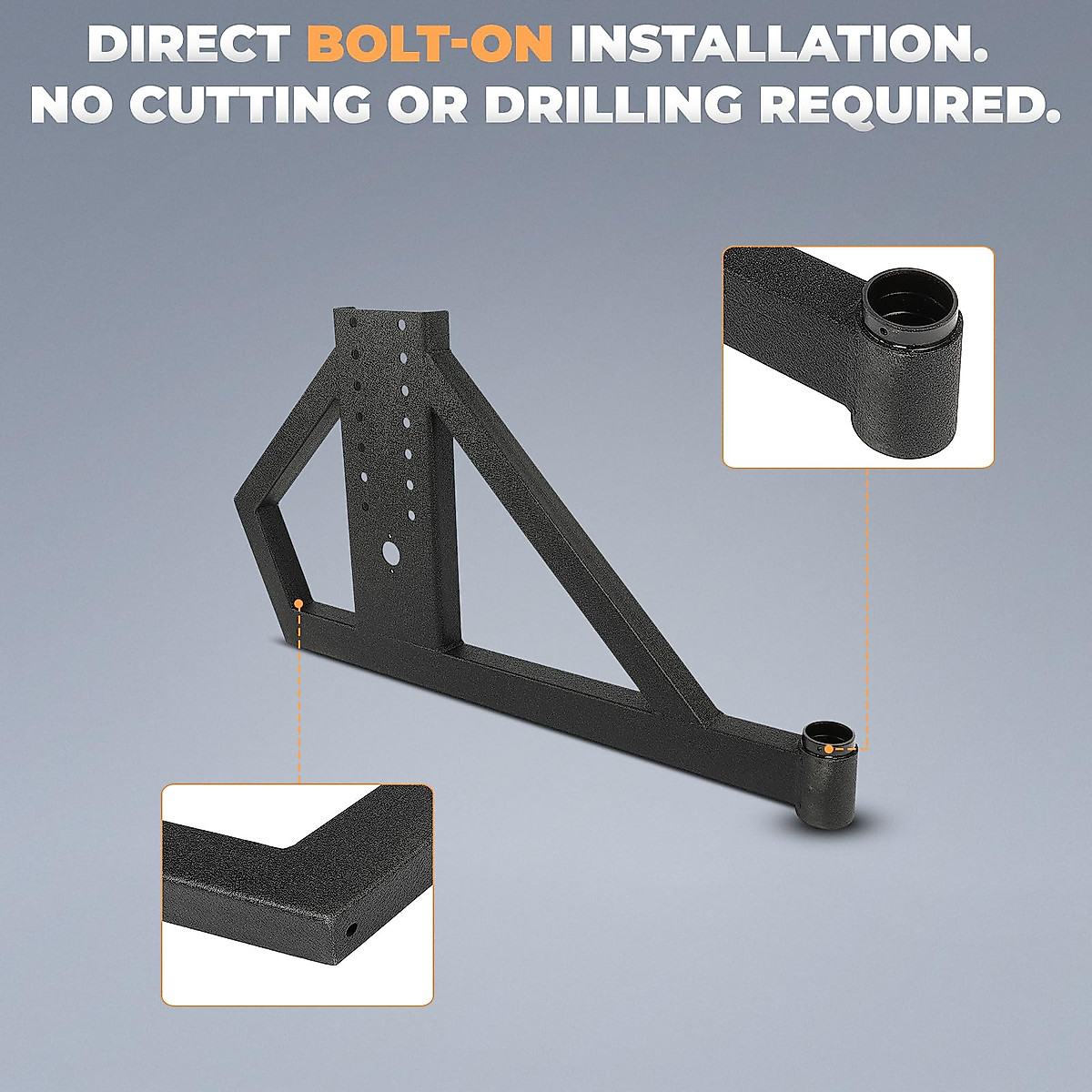 FINDAUTO Rront Bumper and Rear Bumper w/Tire Carrier Compatible for 2007-2018 for Jeep Wrangler JK with D-ring Winch Plate