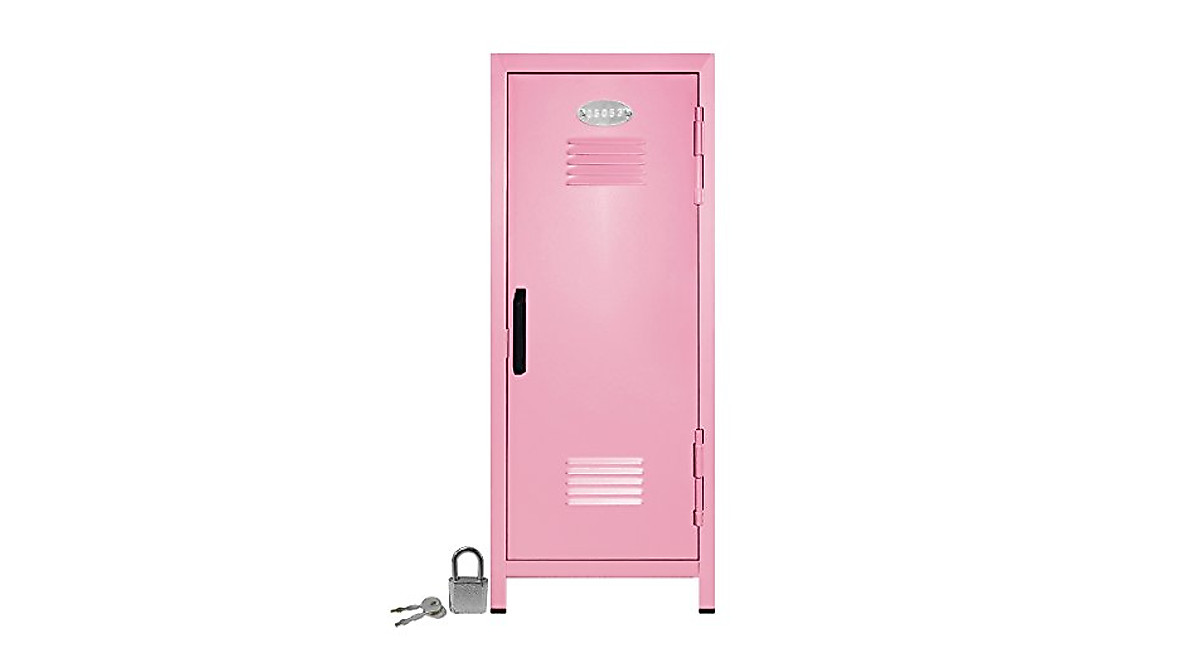 Light Pink Mini Locker with Lock & Key - Secure 10.75" Storage