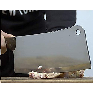 eZthings® 15" Heavy Duty Professional Meat Cleavers Plus Steel Knife Sharpening Rod for Home Kitchen and Commercial Cookware Restaurant Knives (Heavy Duty Cleaver 9" Blade)