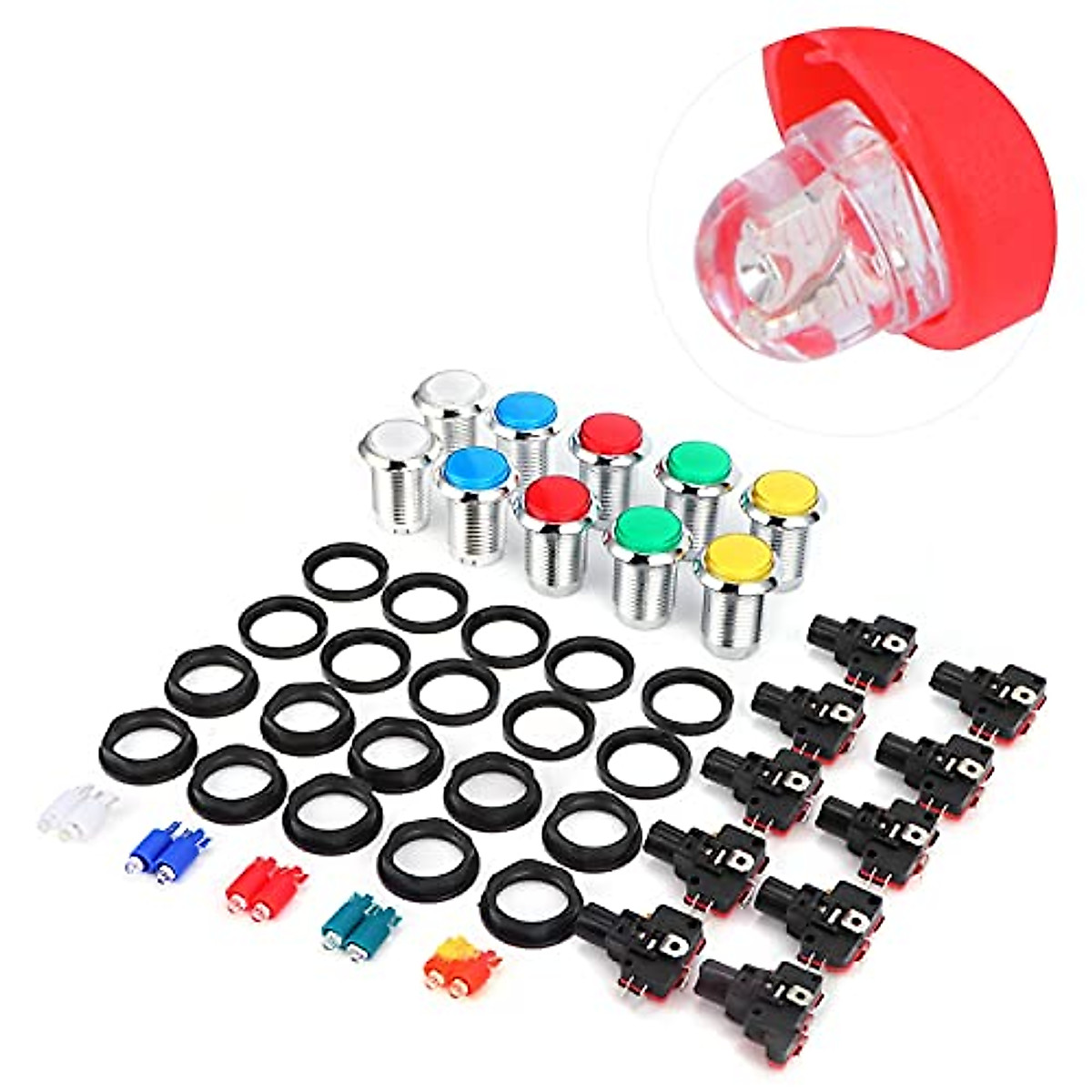 Shanrya Reset Button, Game Accessory Switch Arcade Button Easy to Install Translucent for Amusement Park for Game Machine for Outdoor