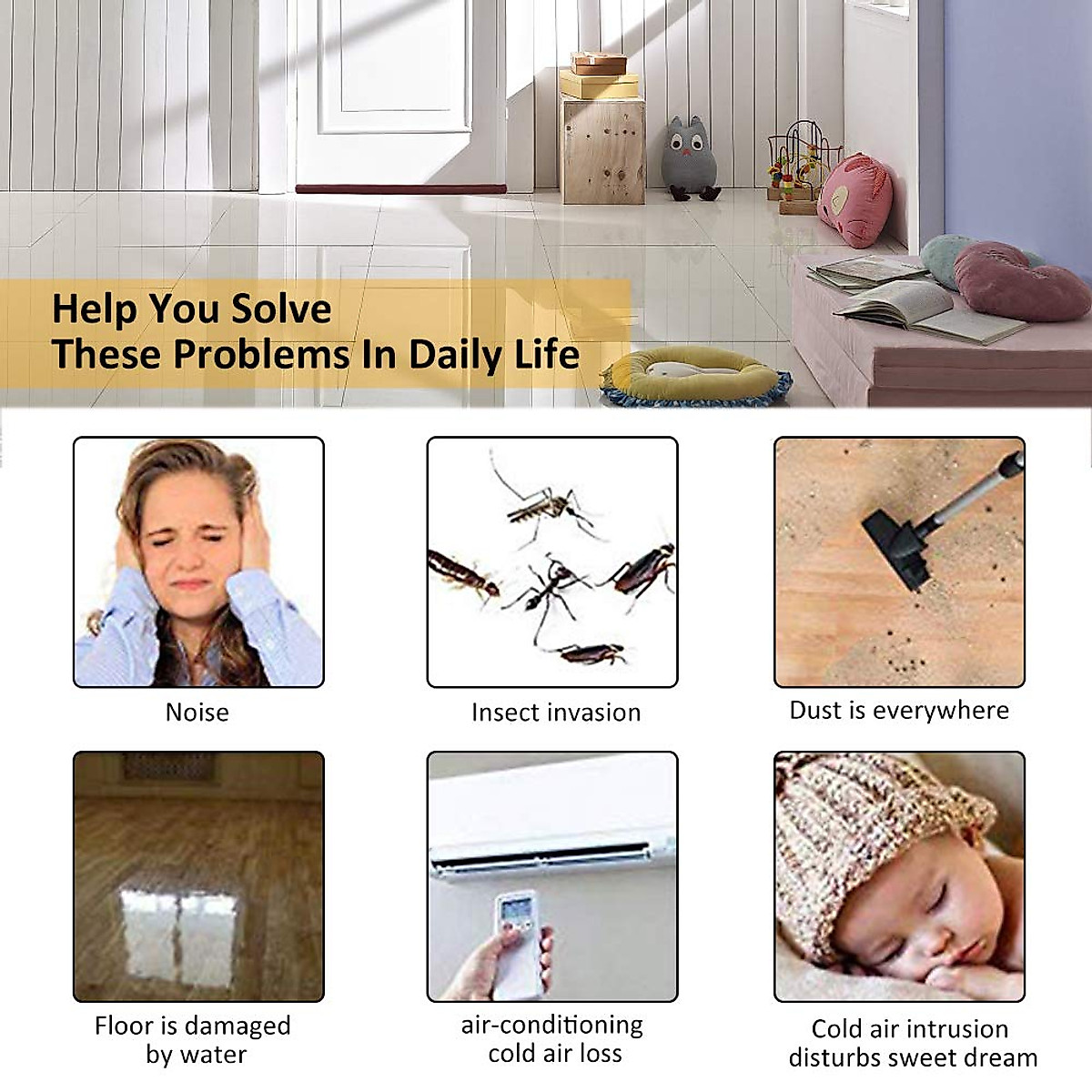 SWISSELITE 36 Inch Under Door Draft Stopper,Sound Proof Reduce Noise,Energy Saving Under Door Draft Stopper Door Weather Stripping