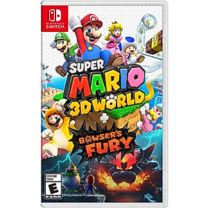 Newest Nintendo Switch Bundle: Gray Joy Con - HAC-001(-01), Super Mario 3D World + Bowser's Fury Game, and Micro SD 128GB