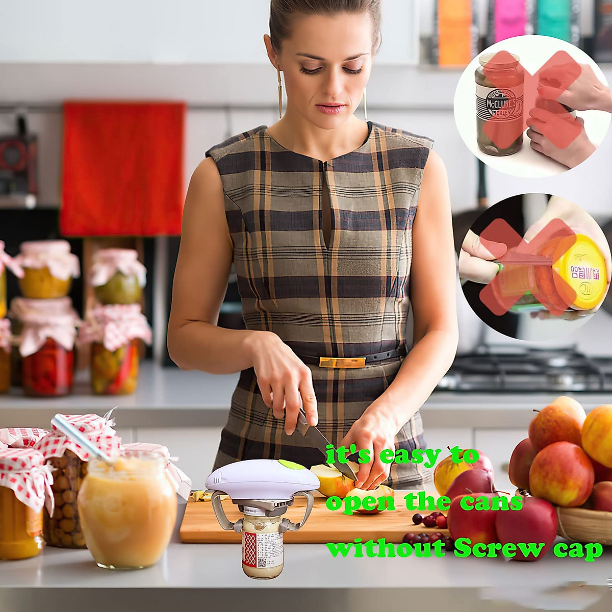 Electric Jar Opener for Weak Hands, Automatic Jar Openers for Kitchen Battery Operated Jar Opener Safety Kitchen Gadget One Touch Can Opener Hands Free Jar Openers Prime for Seniors with Arthritis