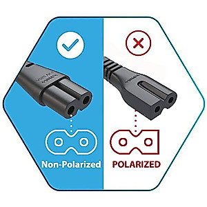 Pwr AC Cable Replacement Power Cord 2 Prong 6 Feet (Black)