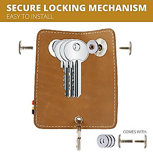 GARZINI Leather Key Organizer, Compact Key Holder with Key Chain, Pocket Key Holder for up to 7 Keys + Car Key Holder, Carbon Black