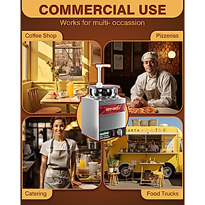 WantJoin Nacho Cheese Dispenser with Pump,4.6Qt Nacho Cheese Warmer,Stainless Steel Hot Fudge Warmer W/5-Level Temperature Adjustment,Hot Fudge Dispenser for Hot Fudge Cheese Caramel