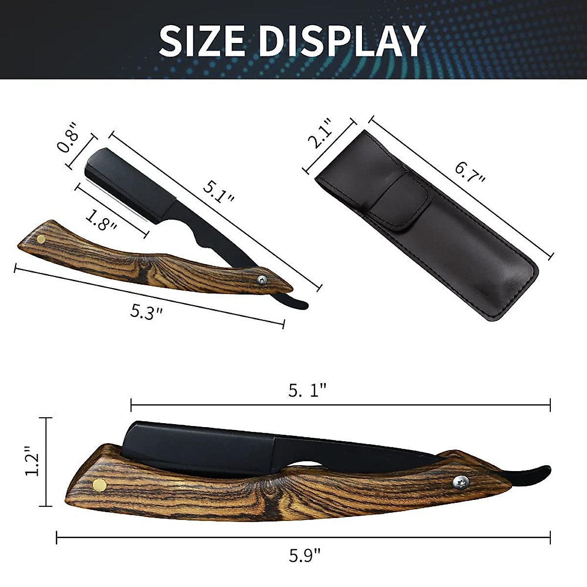 Haiwig Straight Edge Razor with 20 Single Blades Stainless Stell Men's Manual Shaver,Wooden Handle Barber Razor Cut Throat Shavette Shaving Kit 22 Piece Set