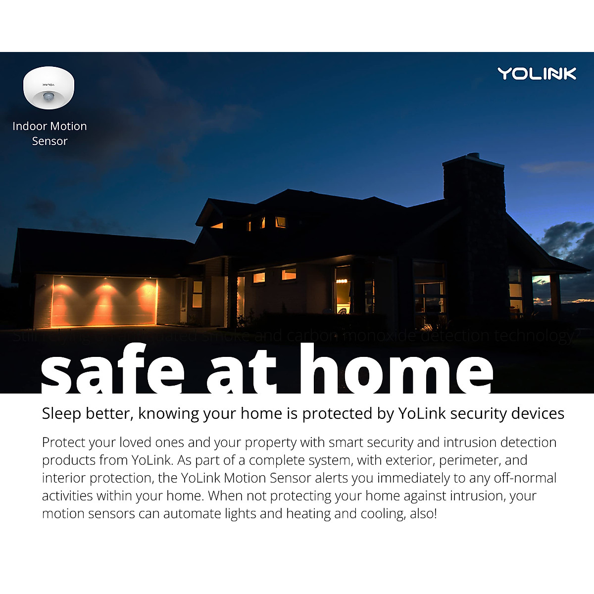 YoLink SpeakerHub & One Motion Sensor Smart Home and Security Kit – Audio Hub Plays Tones/Sounds, Spoken Messages, LoRa-Powered ¼ Mile Range, WiFi Required