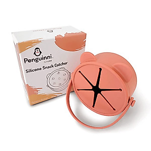 MYINNI Penguinni Silicone Spill Proof Snack Cups for Toddlers | Perfect for Travel, Comes with Lid | No Spill Snack Catchers with Little Bucket Handle | Travel Toddler Essentials