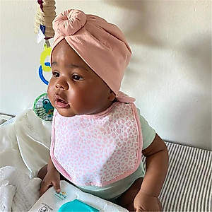 Sugarmelon Silk Satin Lined Turban Hat for Babies Infant Toddler Girls Boys Bonnet Newborn Cotton Beanie Little Kids Shower Caps (0-6M,104 Cott Peach)