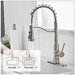 OWOFAN Brushed Kitchen Faucet Including Stainlees Steel Drinking Water Faucet, and Copper Soap Dispenser
