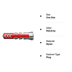 fischer DuoPower 1/4"x1-3/16", Powerful Universal Plug with Intelligent 2-Component Technology for fastenings in Concrete, Bricks, Gypsum plasterboard, chipboard, 100 Plugs Without Screws