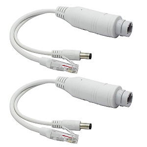 ANVISION 2-Pack Active 48V to 12V Waterproof PoE Splitter Adapter, IEEE 802.3af Compliant 10/100Mbps, for IP Camera AP Voip Phone and More, White