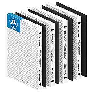 5300 Replacement Filter 115115 Filter A, Compatible with Winix PlasmWave Air Purifier 5300, C535, 5300-2, 6300-2, P300, 4 H13 True HEPA with 4 Carbon Pre-filters