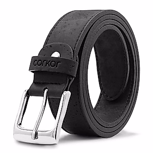 Corkor Men's Cork Belt 35mm Wide Vegan Product Black Color Medium Size