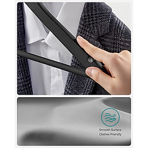 SONGMICS Rubber Coated Wooden Hangers, 20-Pack Clothes Wood Hangers, Non-Slip Coat Hangers, Rubber Hangers with Shoulder Grooves and 360° Swivel Hook, for Suits Shirts Coats, Black UCRW011B02