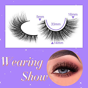 Cat Eye Lashes Natural Look Fluffy False Eyelashes Mink 6D Wispy Eye Lashes Pack Short Fake Lashes for Women by HeyAlice,14 Pairs