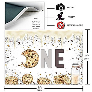 Avezano ONE Birthday Backdrop Cookies and Milk 1st Birthday Party Decorations for Boys and Girls Chocolate Biscuits Sweet One Photo Background Cake Table Banners (7x5ft)