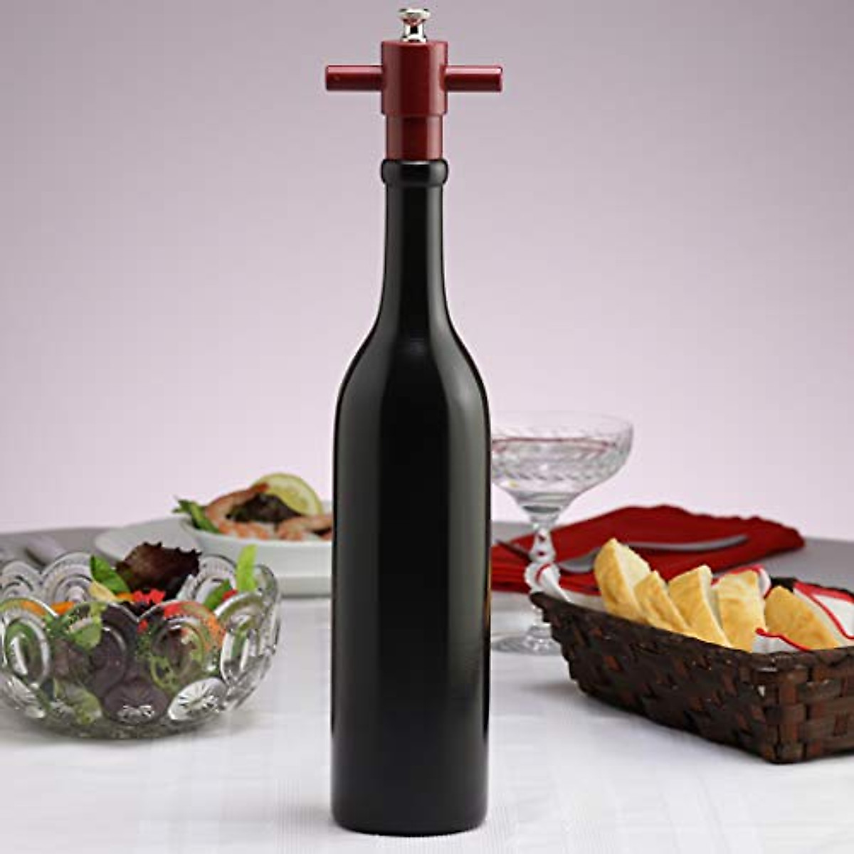 Chef Specialties Personalized Wine Bottle Pepper Mill, Ebony Chataeu Edition, Laser Engraved, Made in USA