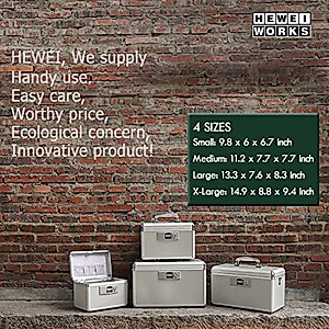 Hewei Durable Empty Medicine Box Storage Box Lock Box for Storage Collection Portable Lockable with Removable Sticker Tray Shoulder Strap (X-Large )