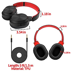 Hayner-Seek Studio Headphones with Microphone Over Ear Stereo Monitoring Closed Headphones for PC, Phone, Chatting, Music, DJ, Podcast (Classical Black-Red)