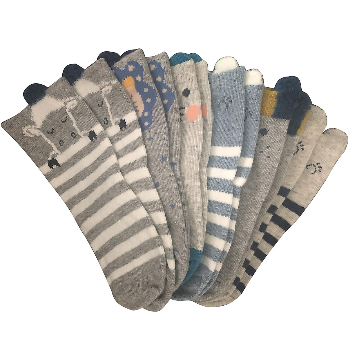 BSLINO Baby Socks 6 Pairs Non Skid 12-36 Months Baby Boys Girls Toddler Anti Slip Skid Slipper Stretch Socks Footsocks Sneakers Socks