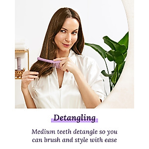 Detangling Hair Comb for Women - 2-Sided Gentle Styling Comb With Wide and Fine Teeth - Conditioning and Detangling Comb for Thin, Thick, Curly, Straight, and All Other Womens Hair Types by Keranique