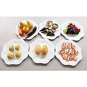LOK-OSEMILE Melamine Dinner Plates Set for 6, 11 inch Dinner Dishes Set for Indoor and Outdoor Use, White