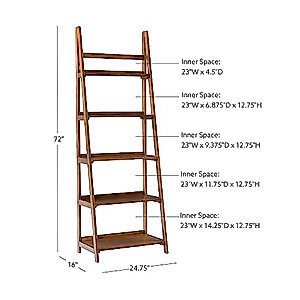 Melissa Mid-Century Bookcase, Walnut by Linon Large