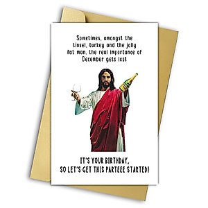 December Birthday Card ideal for anyone,Christmas Jesus Christ Party,Unique Birthday Card,Funny Jesus Card