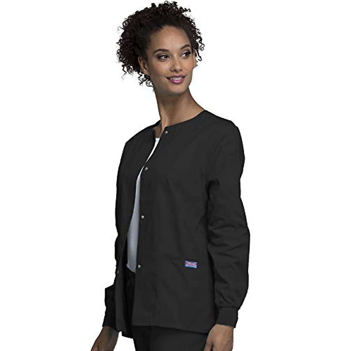 Snap Front Workwear Originals Scrub Jackets for Women Plus Size 4350, 5XL, Black