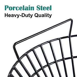 Charcoal Ash Basket for Large Big Green Egg Grill, Kamado Classic, Pit Boss, Louisiana Grills, Primo Kamado Grill and Large Grill Dome, Heavy Duty Porcelain Steel